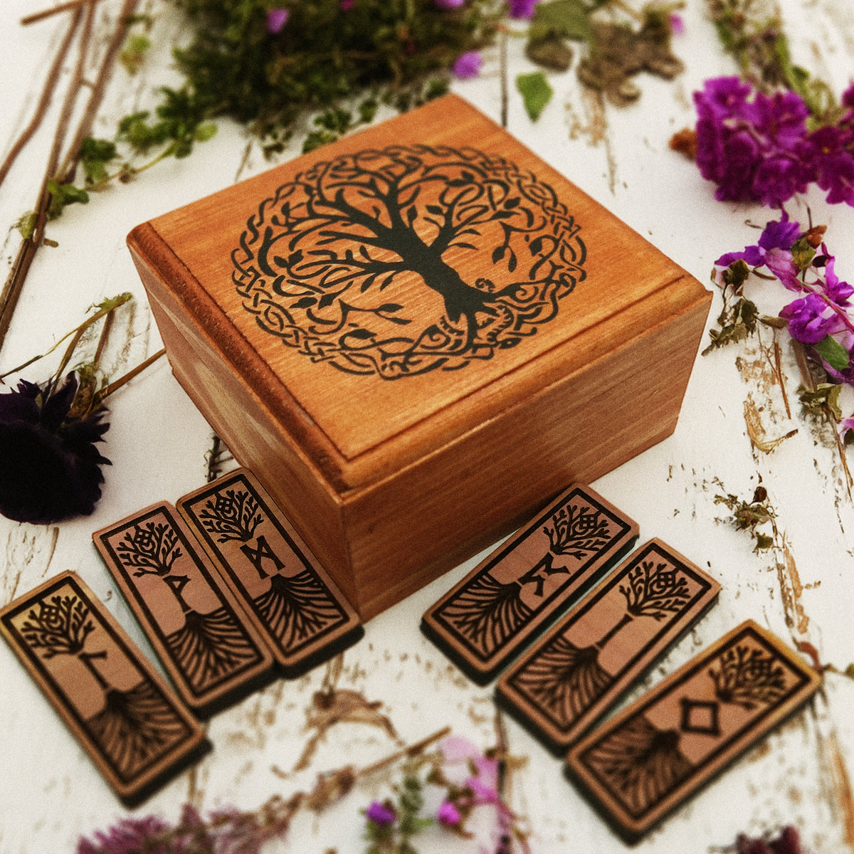 Norse Viking Elder Futhark LEAF Rune Set, yggdrasil ASH WOOD worldtree ...