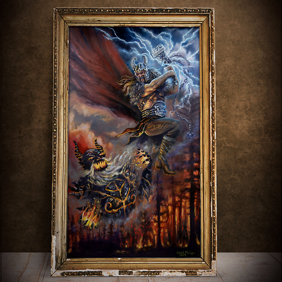 Thor vs. Fire Jotun Art Print – Inlumined Arts LLC
